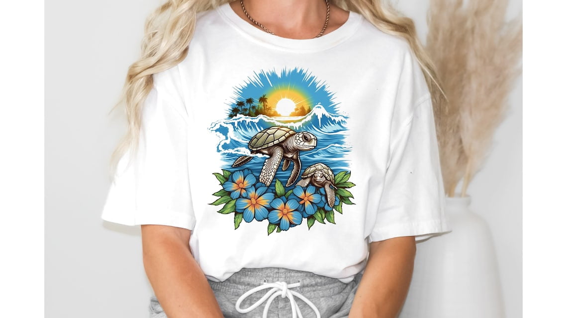 Gildan Sea Turtle And Tortoise Ocean Tee With Marine Life Theme For ...