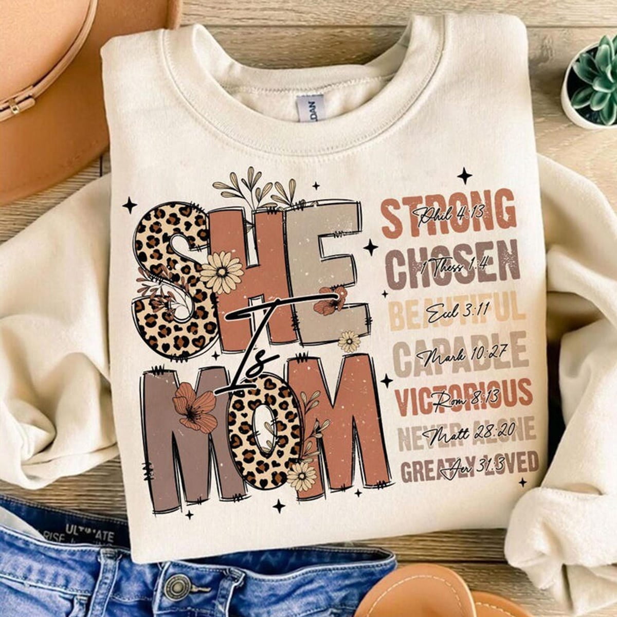 Gildan She Is Mom Faith-Filled Message With Coquette Bow Detail And ...