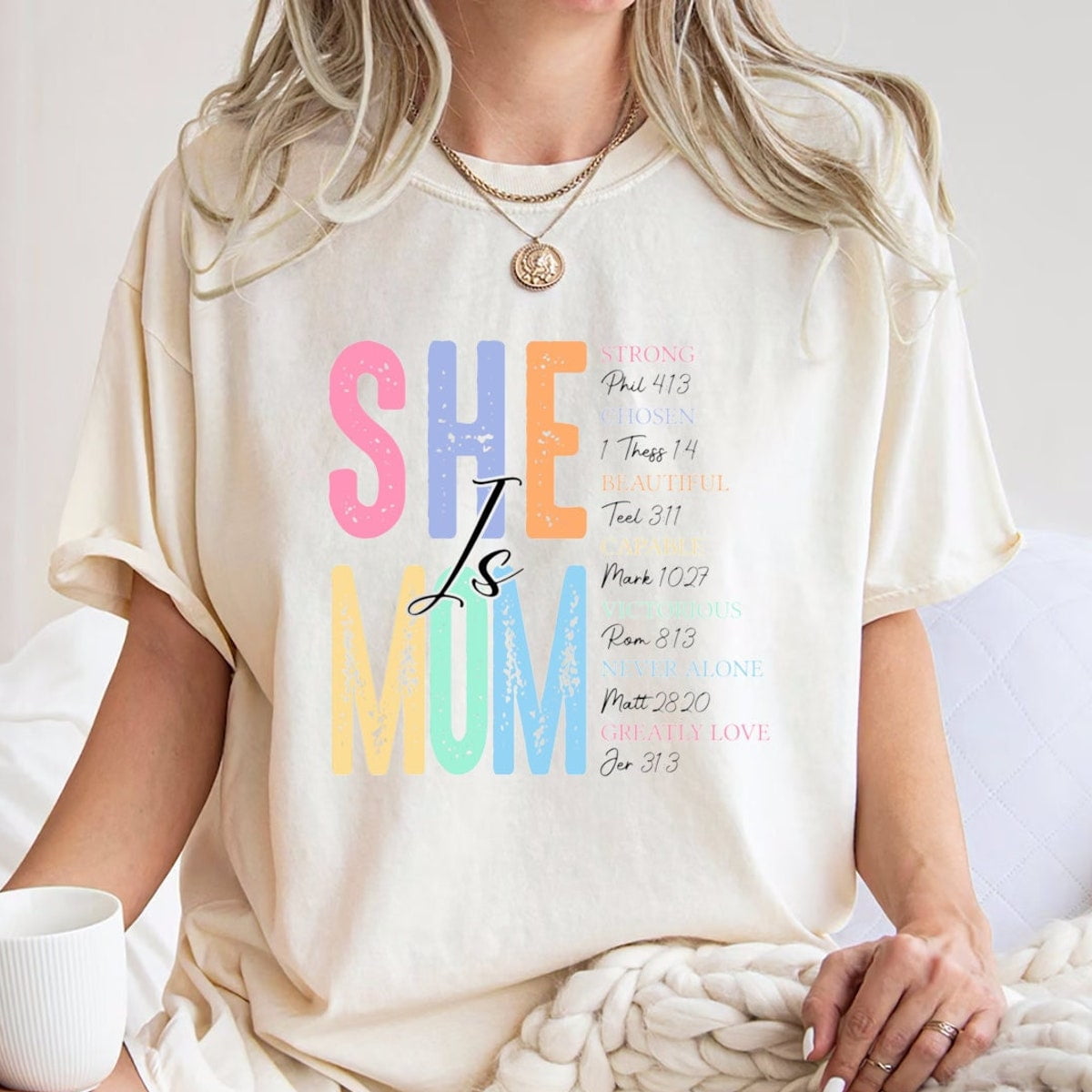 Gildan She Is Strong Shirt, Comfort Colors Christian Tee With ...