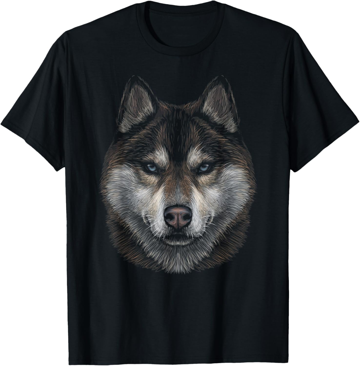 Gildan Siberian Husky brown furs blue eyes head art face lovers dog T ...