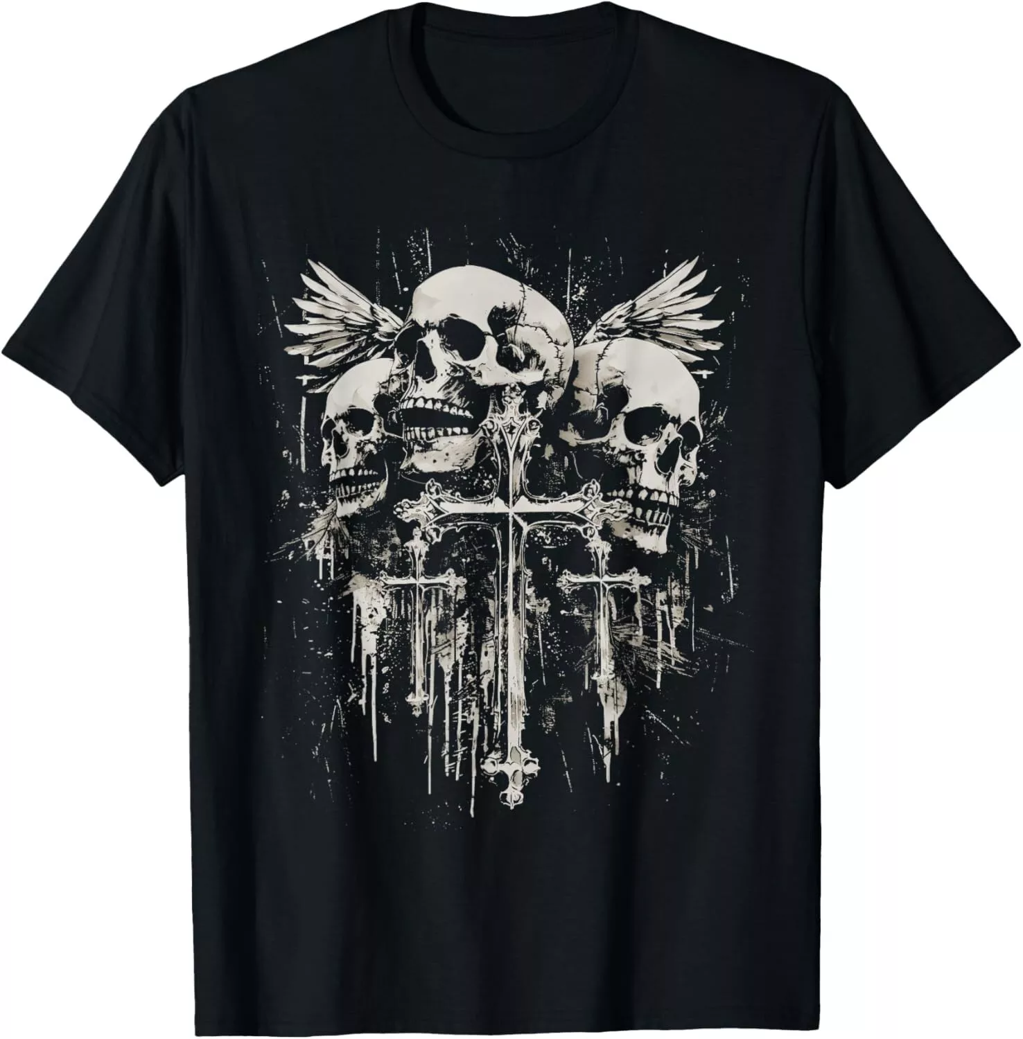 Gildan Skull Cross Y2K Goth Alt Grunge Gothic Emo Aesthetic T-Shirt ...