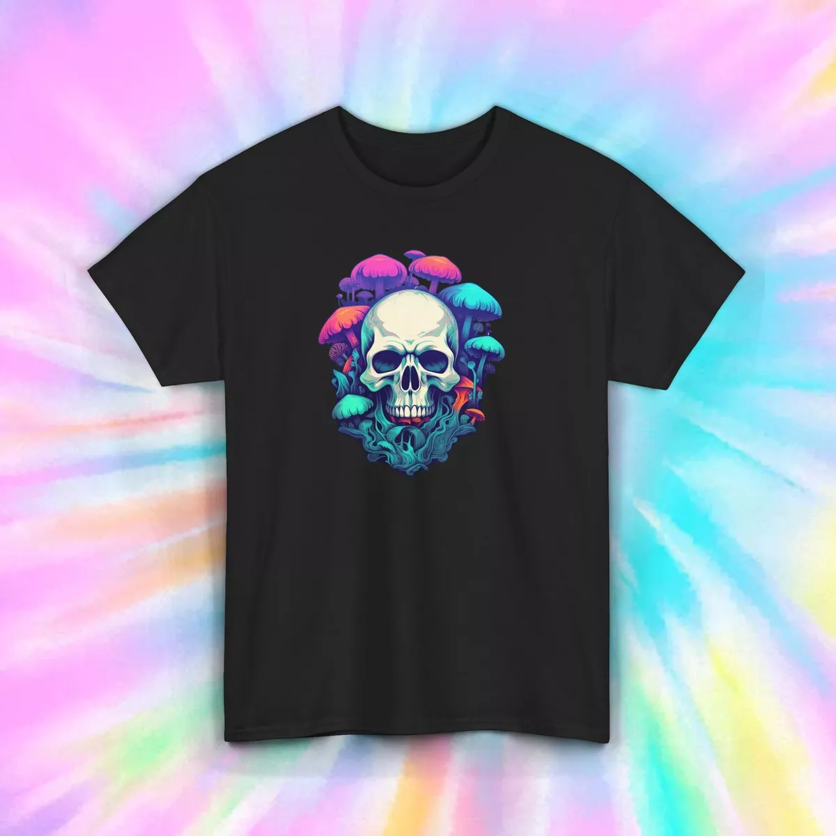 Gildan Skull Mushrooms Psychedelic Art Trippy Gothic Aesthetic Graphic ...