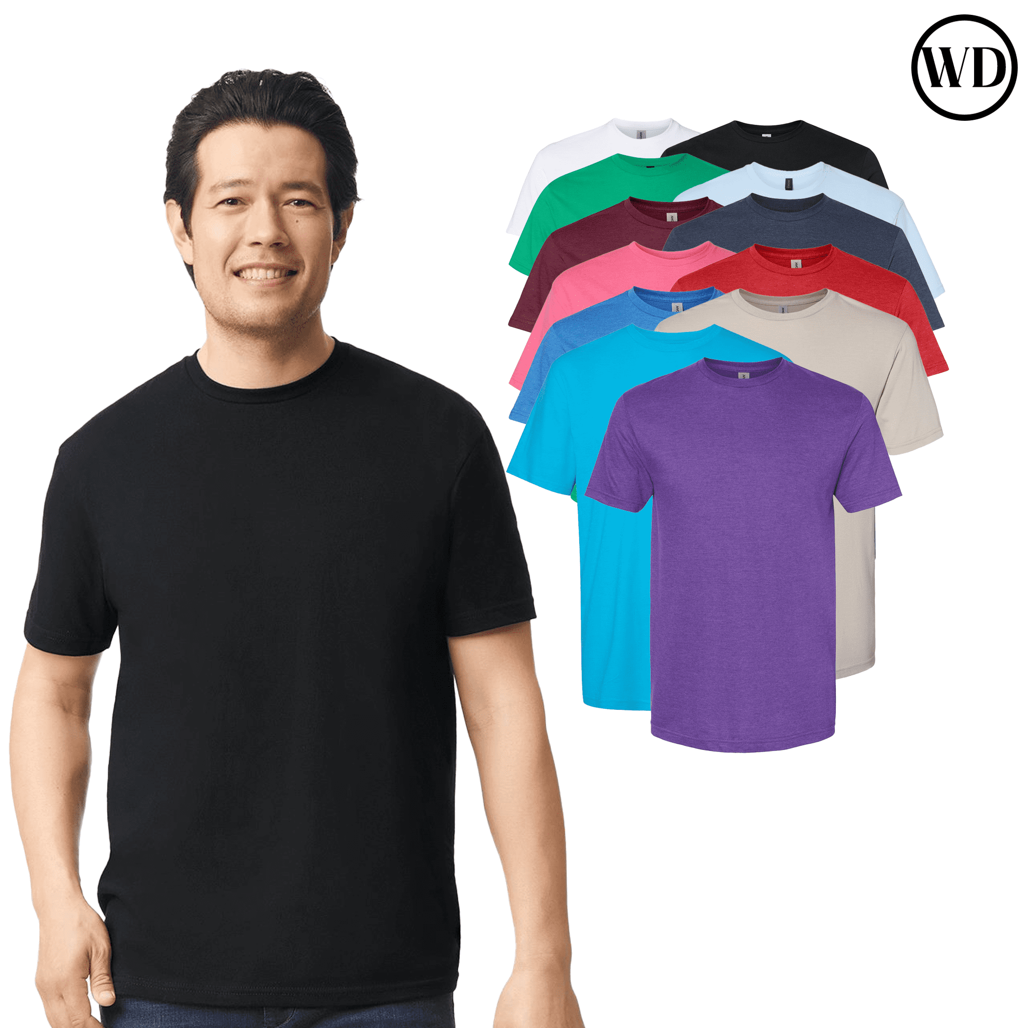 Gildan Softstyle CVC T-Shirt, Men's Crewneck Classic fit Tee, Assorted ...