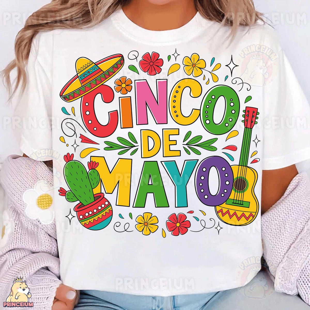 Gildan Sombrero Cactus Guitar Tee, Mexican Party Graphic With Colorful ...
