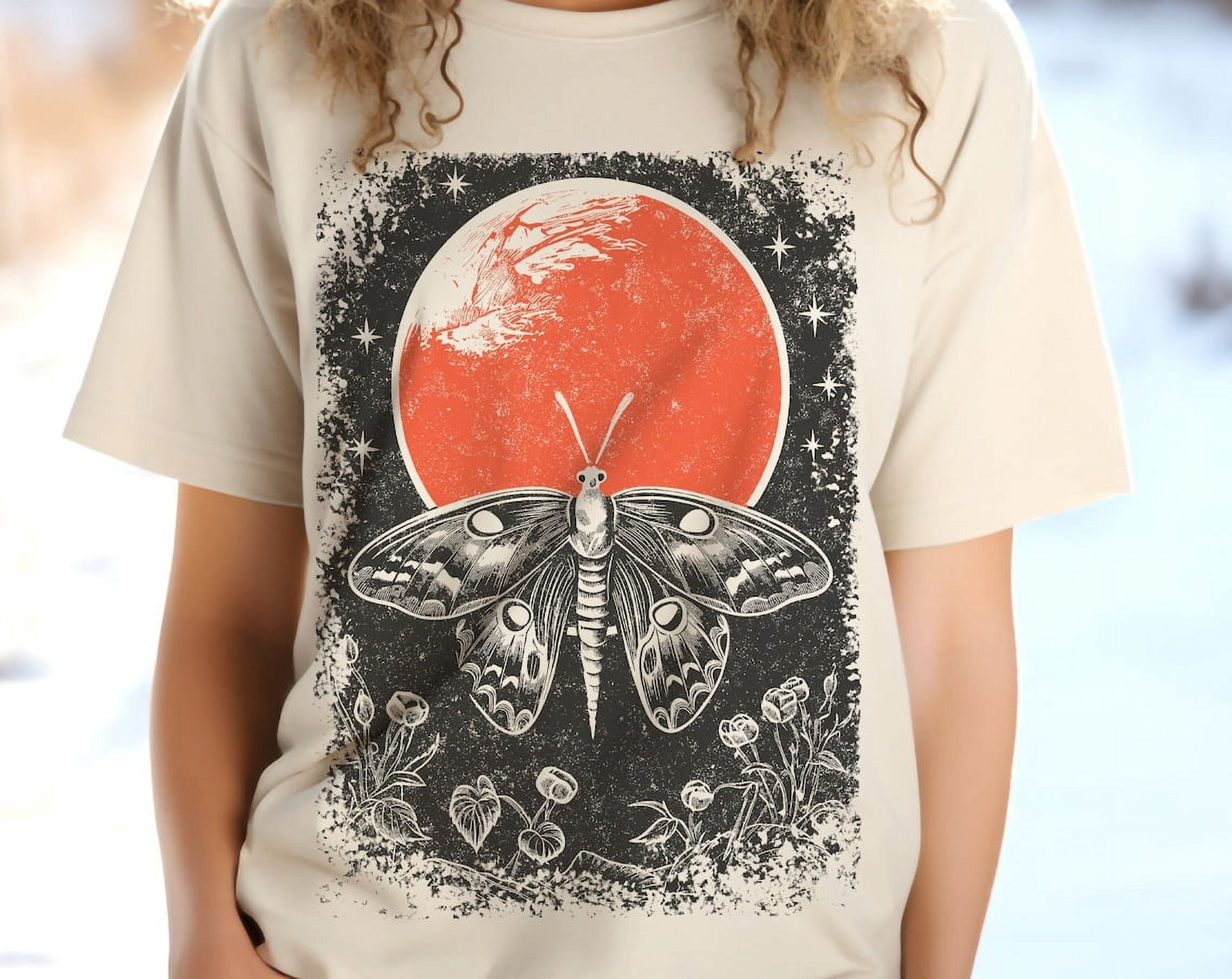 Gildan Sunset Moth Shirt With Vintage Botanical And Wildflower ...