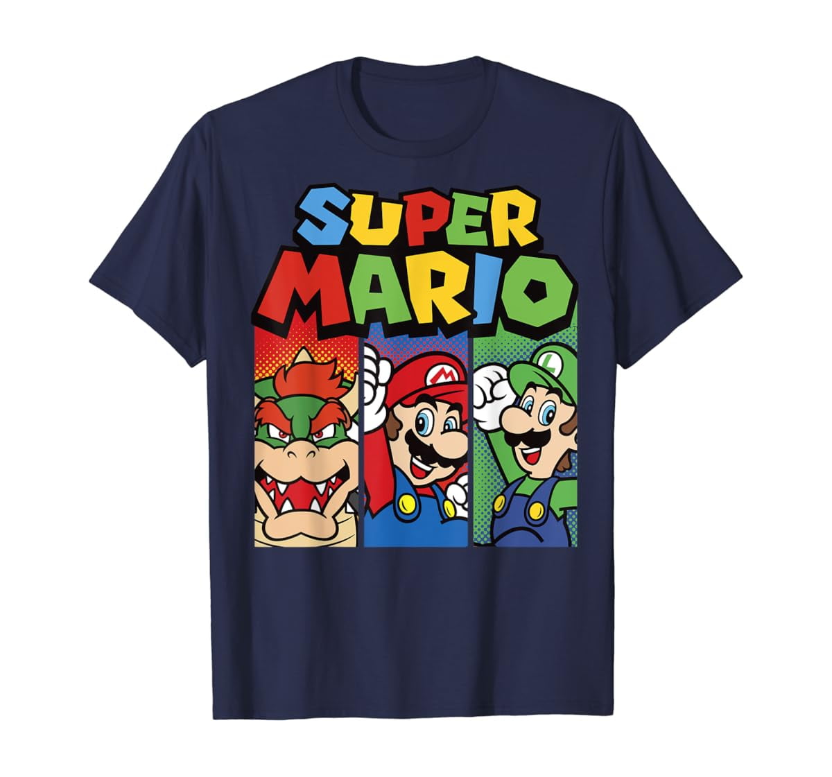 Gildan Super Mario Bowser Mario Luigi Comic Panels Logo T-Shirthot ...