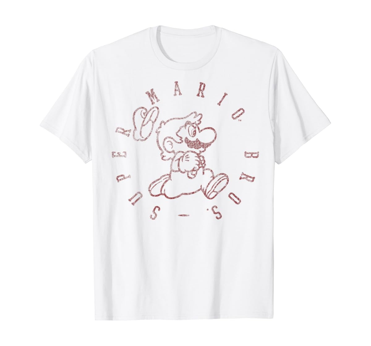 Gildan Super Mario Bros Mario Red Outline Action Pose Portrait T ...