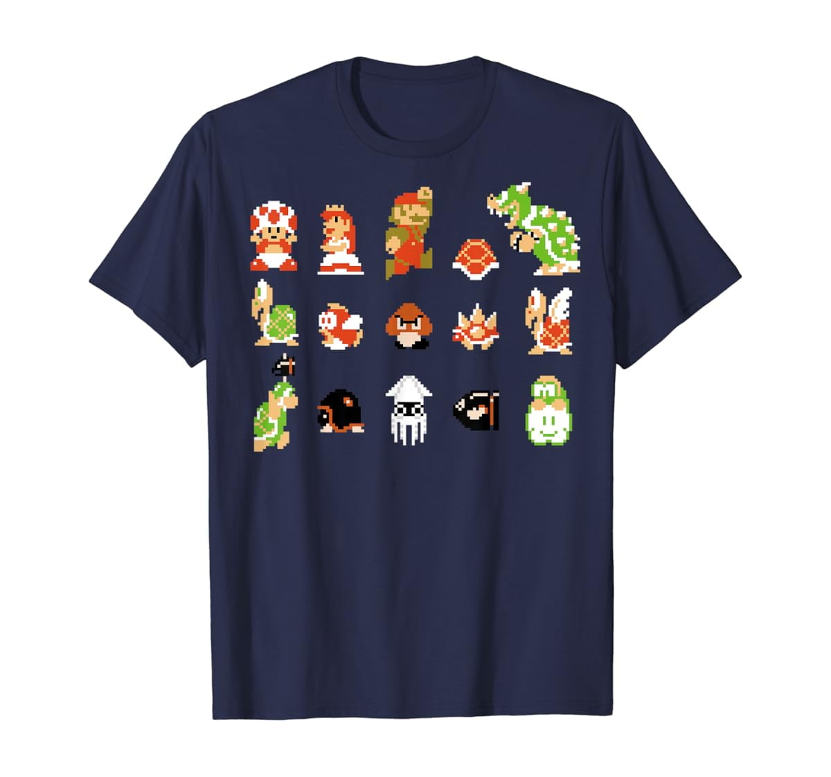 Gildan Super Mario Bros Retro 8-Bit Character Mashup Poster T-Shirthot ...