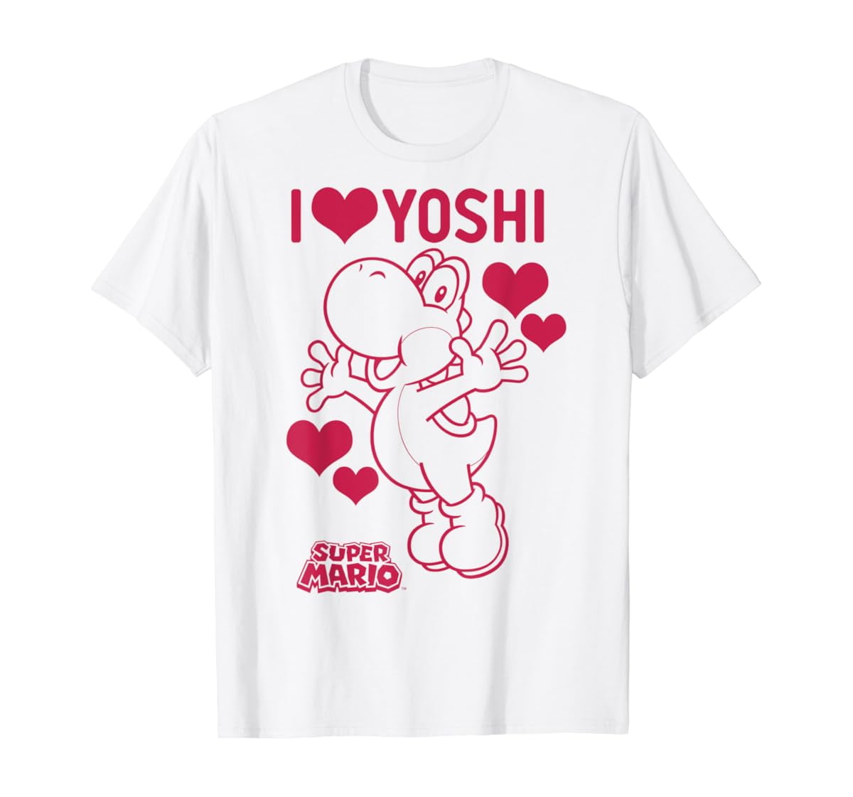 Gildan Super Mario I Love Yoshi Outline Logo T-ShirtHot Vintage ...