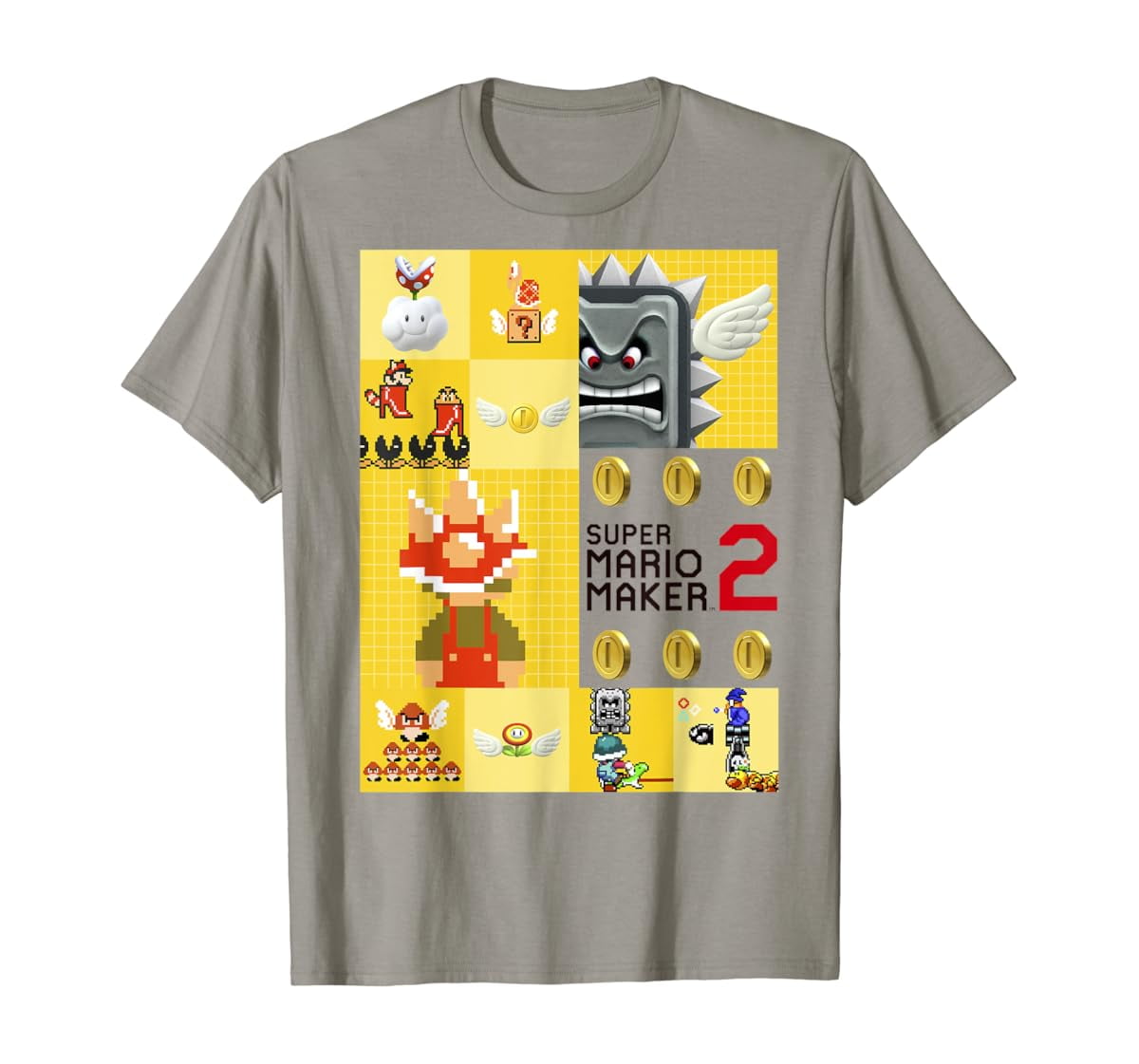 Gildan Super Mario Maker 2 Character Gameplay Panel Logo T-Shirthot ...