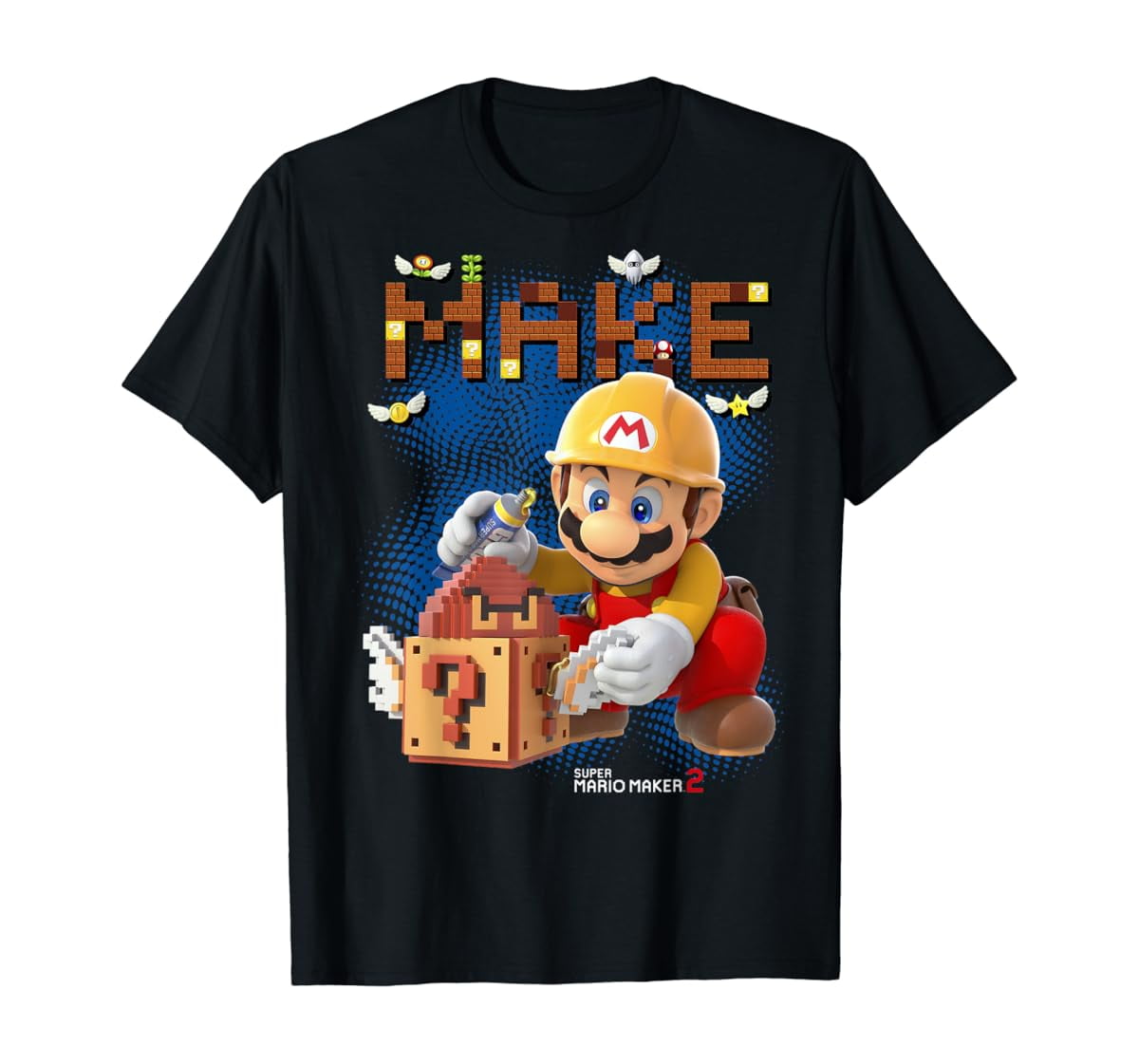 Gildan Super Mario Maker 2 Mario Block Building Make Portrait T ...