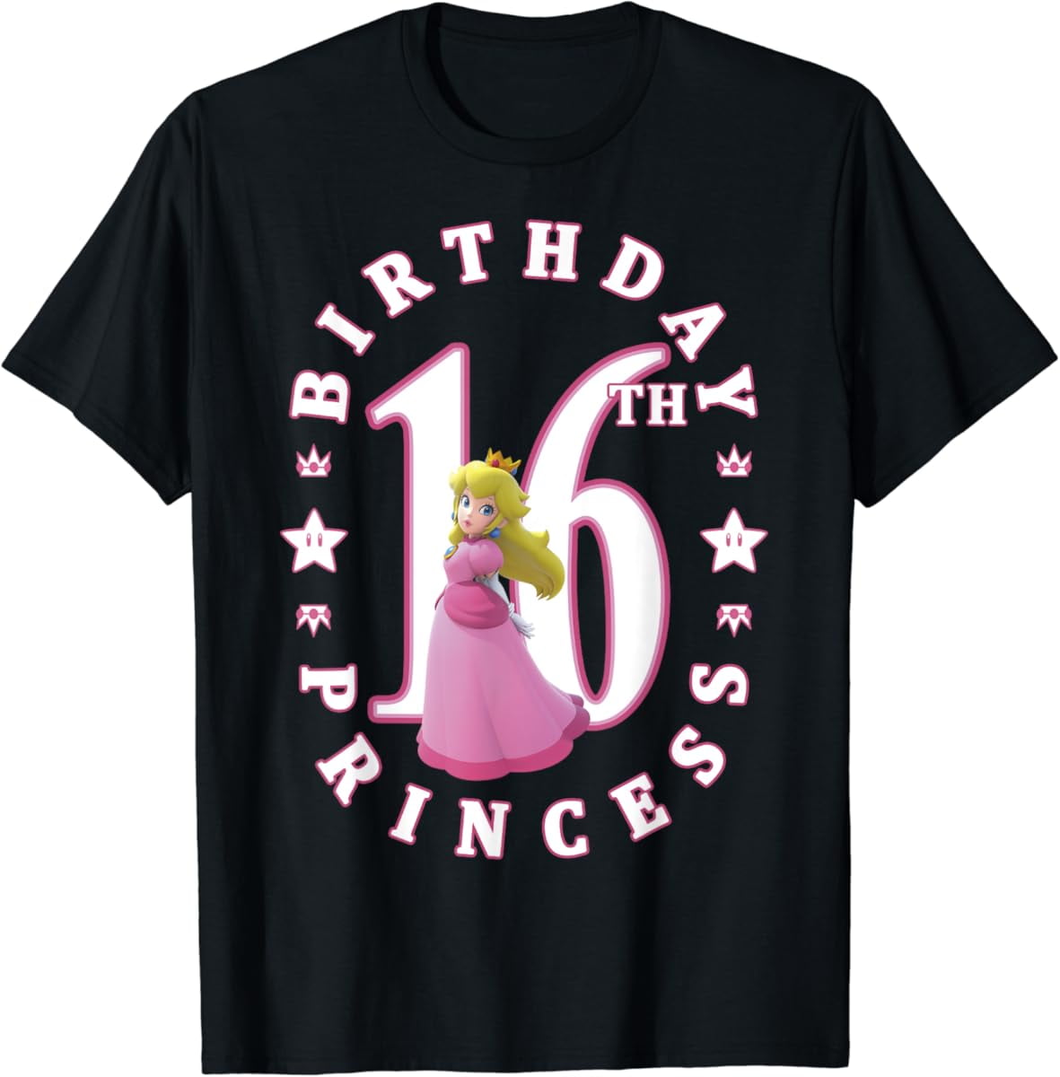 Gildan Super Mario Princess Peach 16Th Birthday Princess Portrait T ...