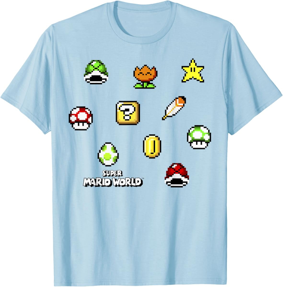 Gildan Super Mario World Nintendo 8-Bit Tools & Weapons Jumble T ...