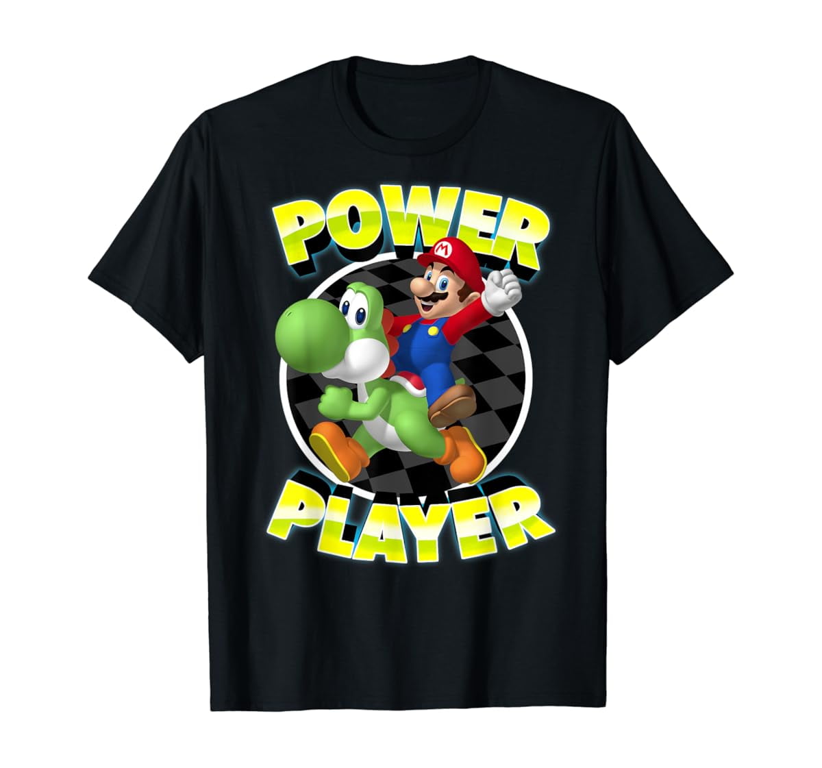 Gildan Super Mario Yoshi And Mario Power Player Circle Portrait T ...