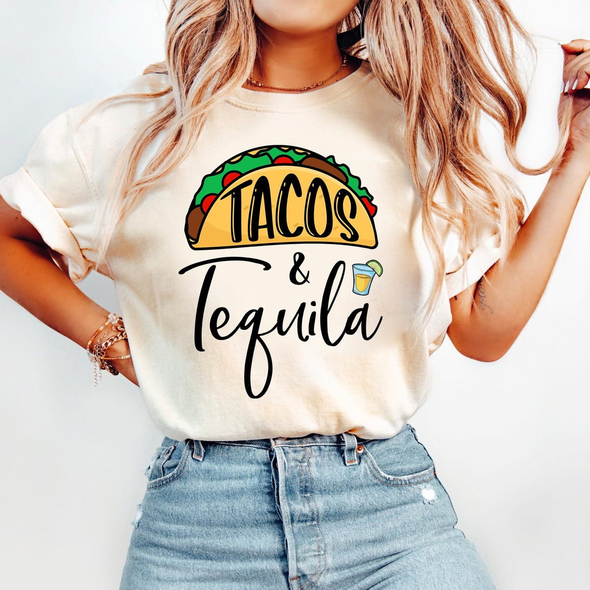 Gildan Tacos And Tequila Fiesta Tee, Funny Matching Graphic With Bold ...