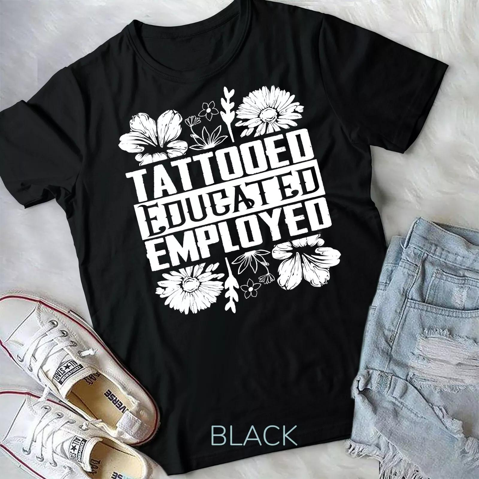 Gildan Tattoed Educated Employed Tattoo Artist Inked Skin T-Shirt ...