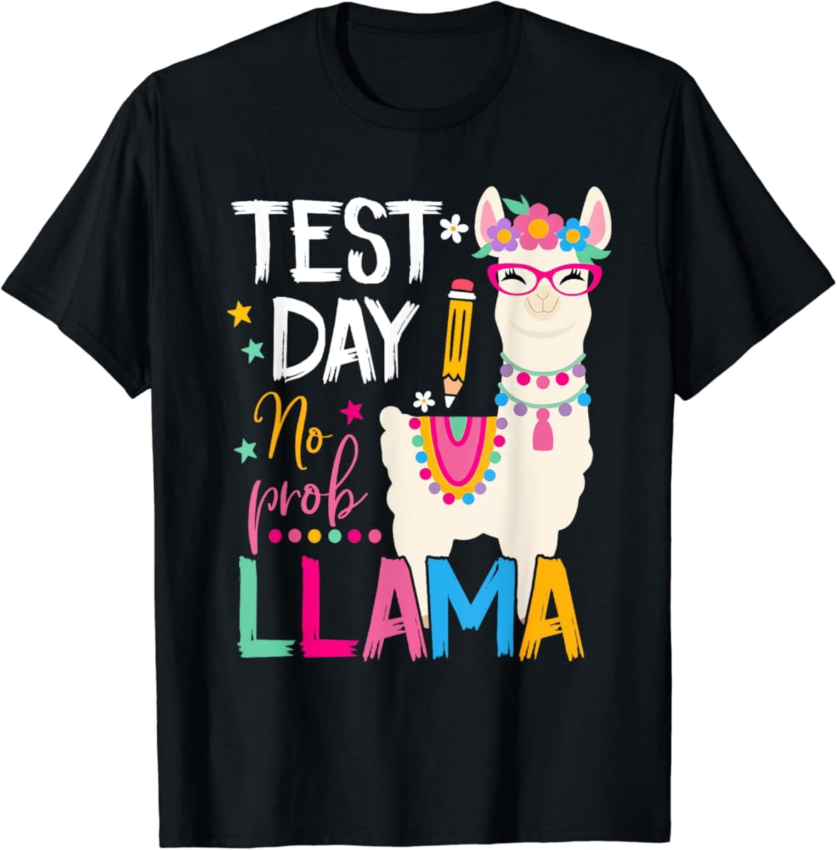 Gildan Test Day No Prob-llama Llama Teacher Testing Day Student T-Shirt ...