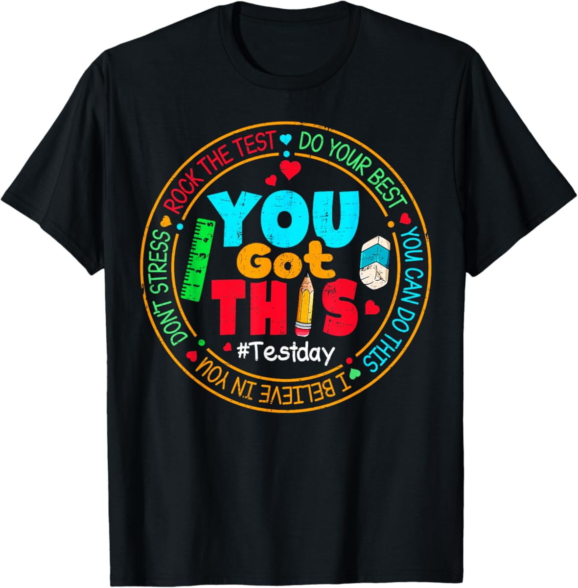 Gildan Test Day You Got This Rock The Test Teacher Testing Day T-Shirt ...