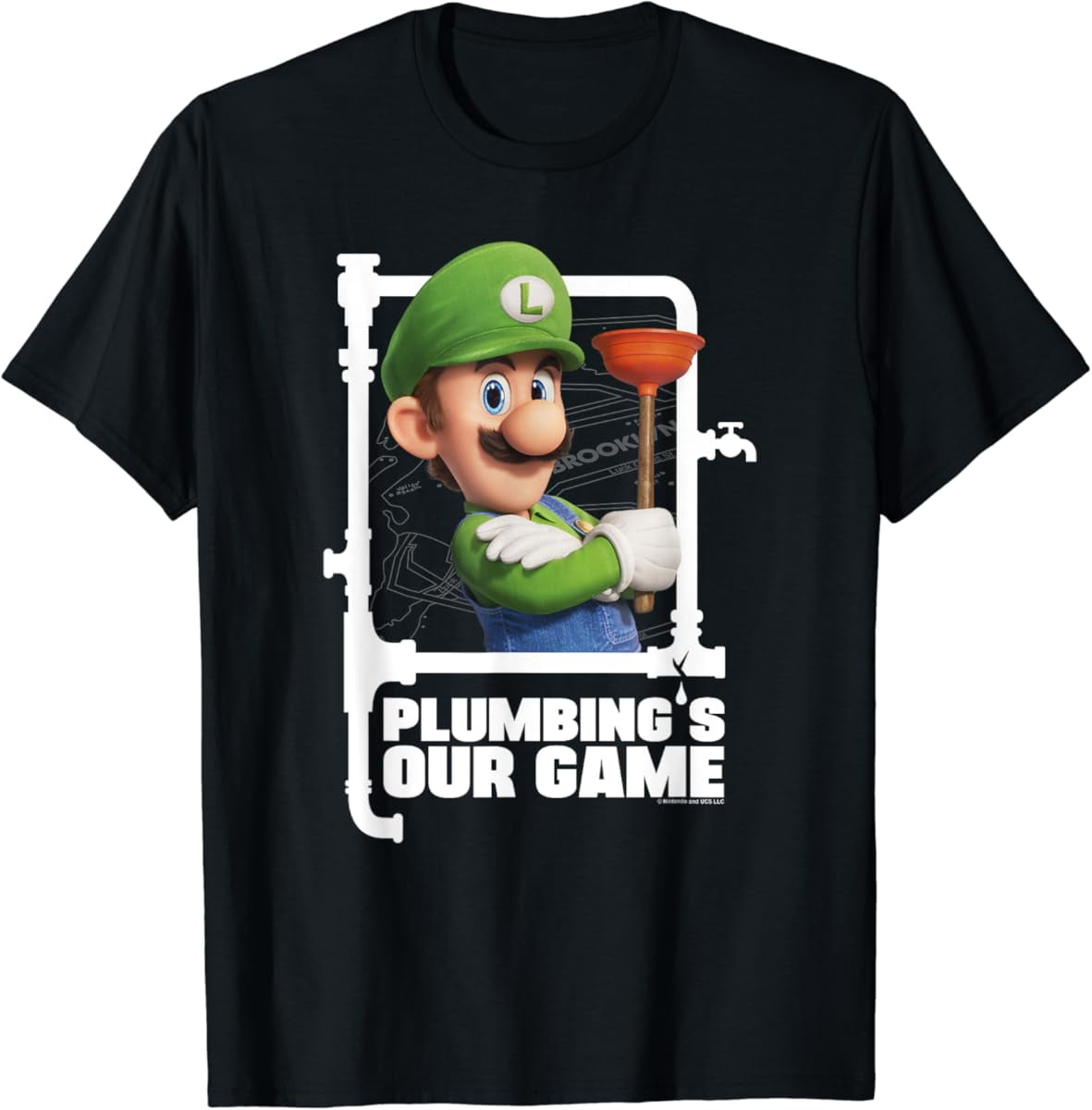 Gildan The Super Mario Bros. Movie Plumbing's Our Game Luigi Poster T ...