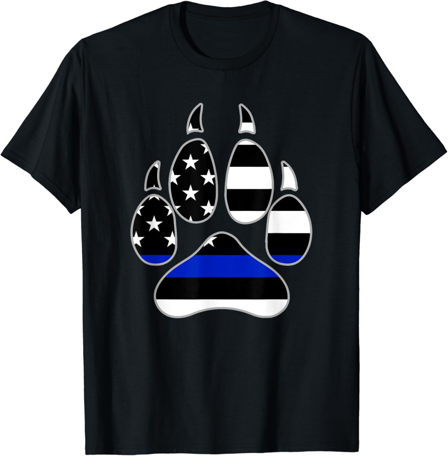 Gildan Thin Blue Line Police K9 Dog Paw Print T-Shirt - Walmart.com