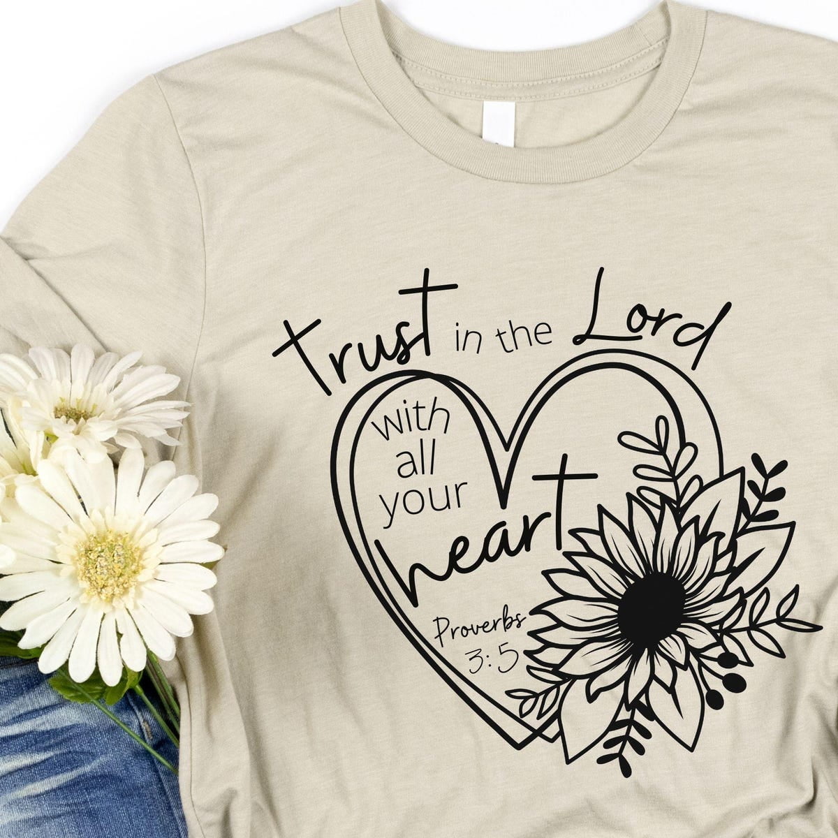 Gildan Trust In The Lord Tee, Proverbs 3:5 Design With Sunflower ...
