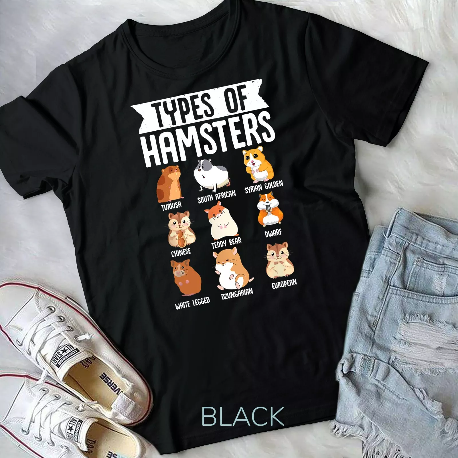 Gildan Types Of Hamsters Cute Syrian Breed Funny Rodents Unisex T-shirt ...
