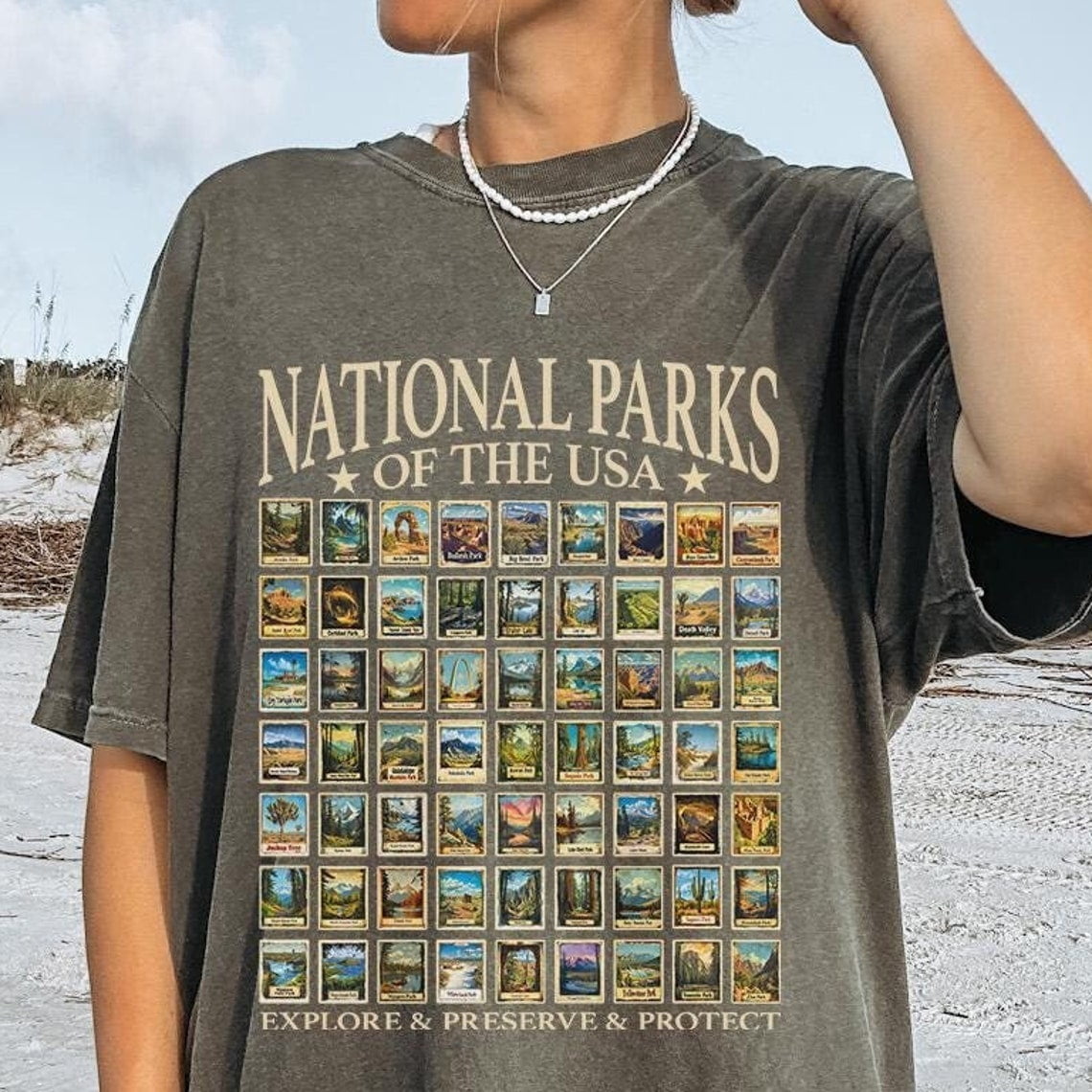 Gildan USA National Parks Tee, 63 Park Checklist Graphic With Hiking ...