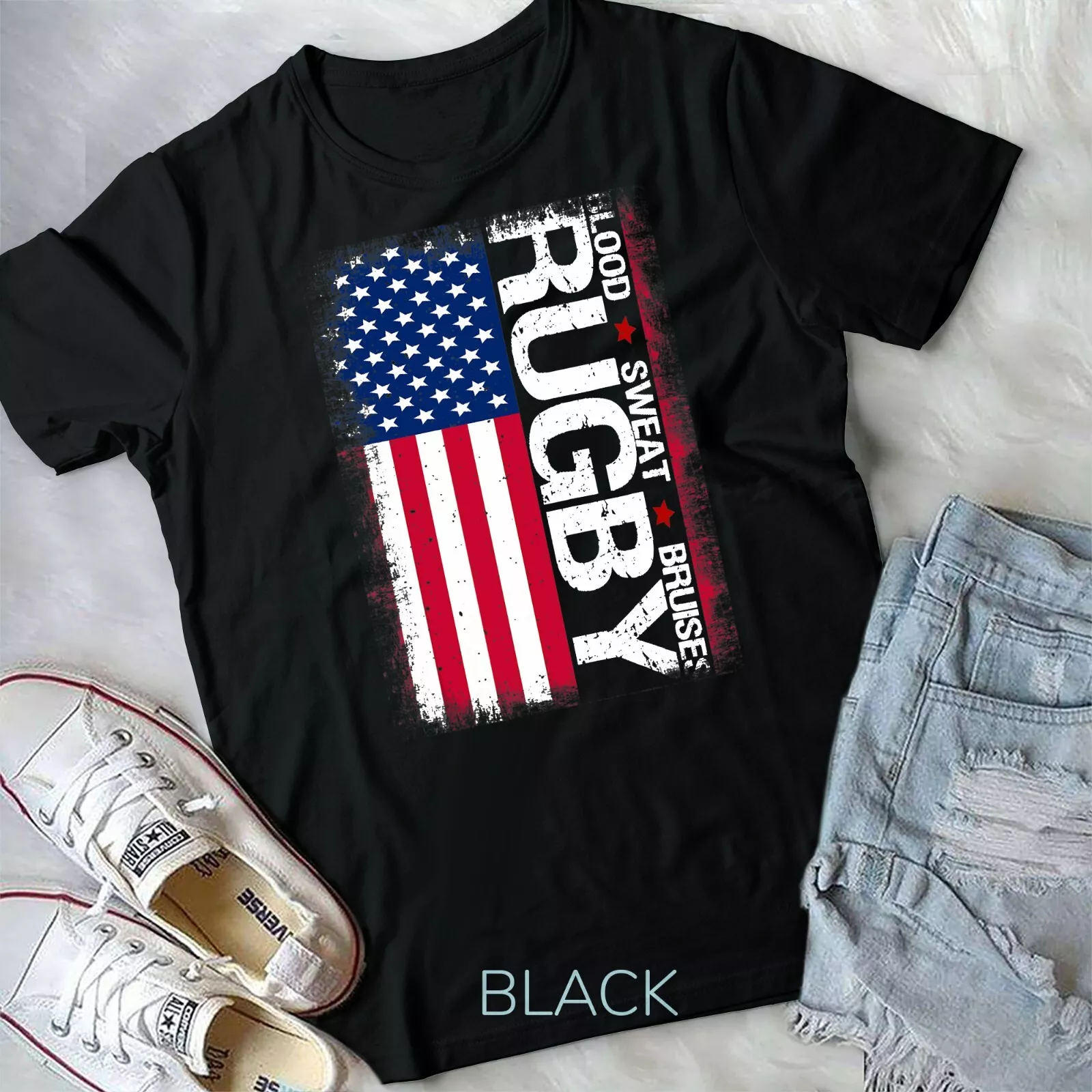 Gildan USA Rugby Flag T Shirt Distressed Rugby Unisex T-shirt - Walmart.com