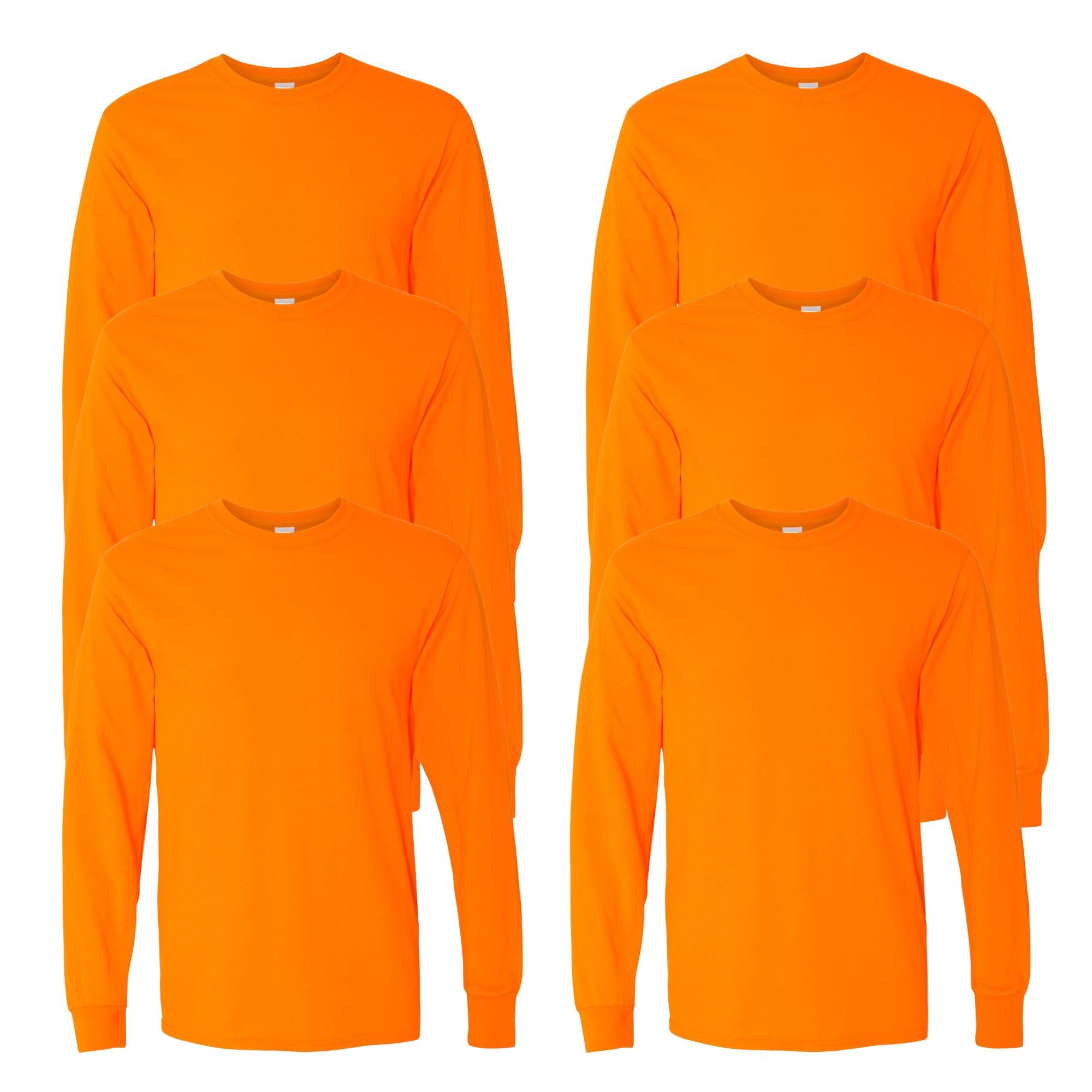 Gildan Unisex High Visibility Safety T Shirt 50/50 Cotton/Polyester Hi Vis Long Sleeve Work Tee ...