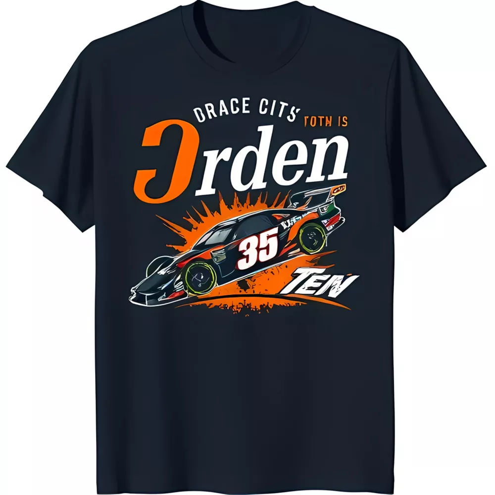 Gildan Upside Down Race Car T-Shirt Background Number 35 Race City's ...