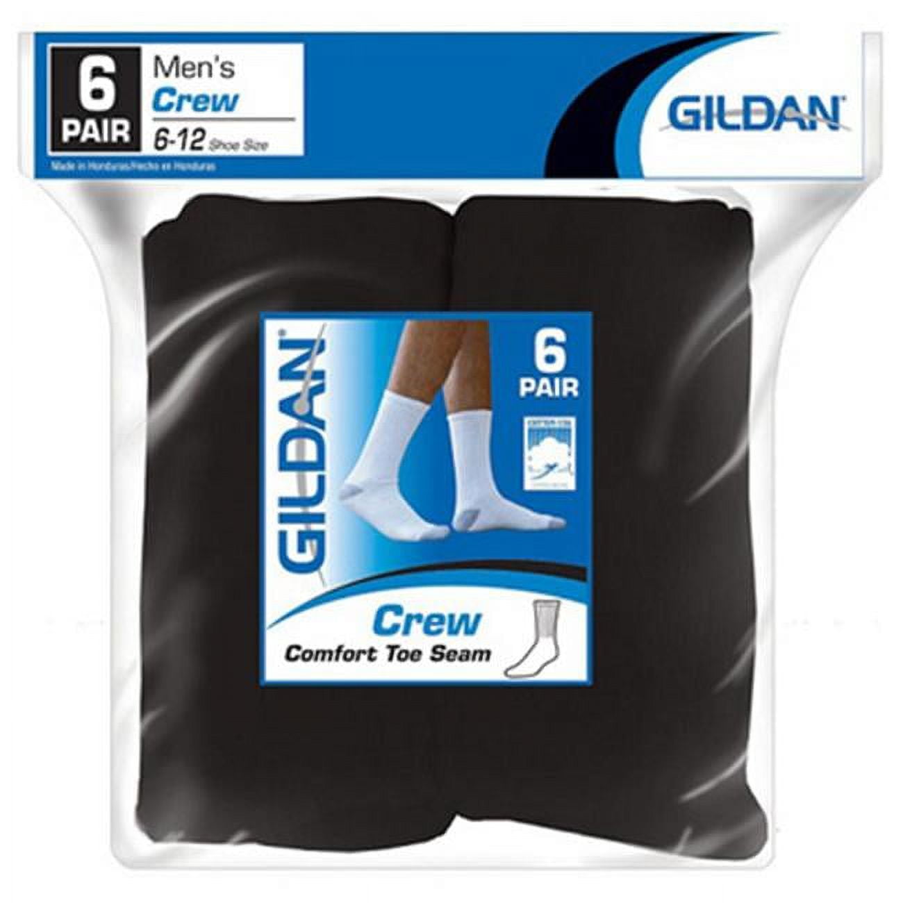 Gildan Usa Inc GB753-6MB Mens Crew Socks- Black - Walmart.com