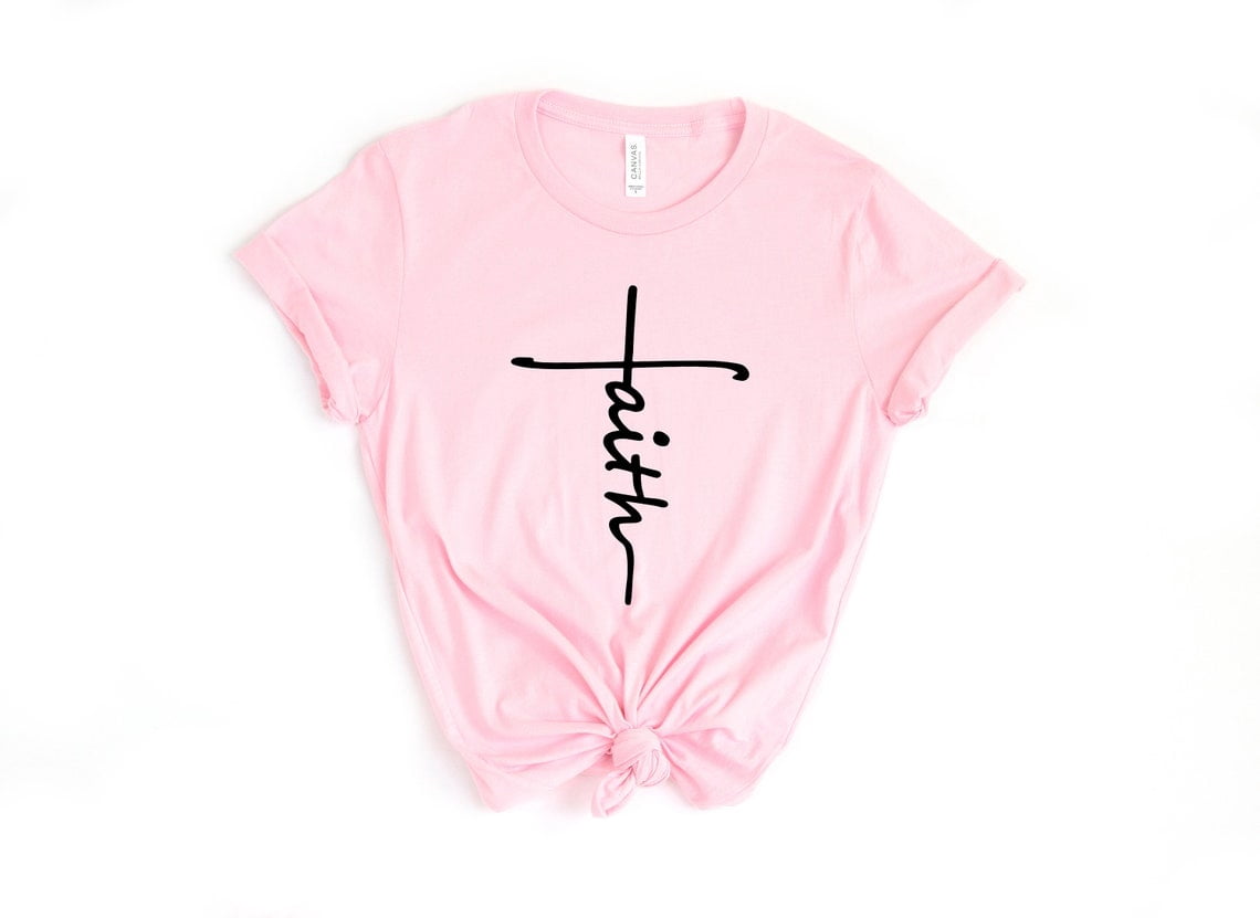 Gildan Vertical Cross Faith Shirt, Christian Tee With Bold Typography ...