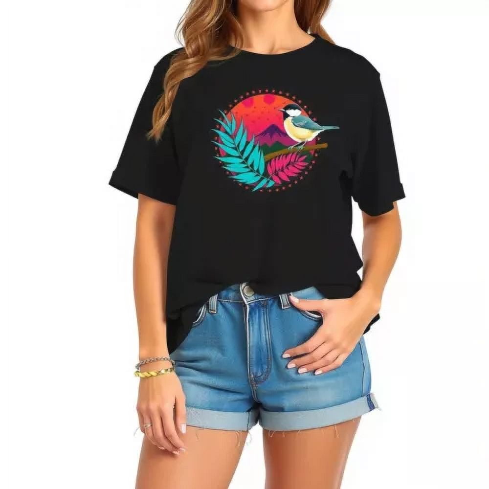 Gildan Vibrant Bird Graphic T-Shirt - Sunset Mountains & Tropical ...