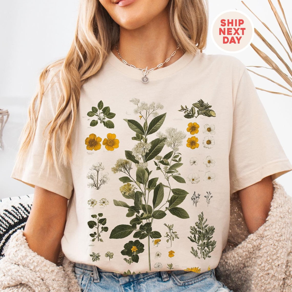 Gildan Vintage Botanical Graphic Tee With Cottagecore Aesthetic, Nature ...