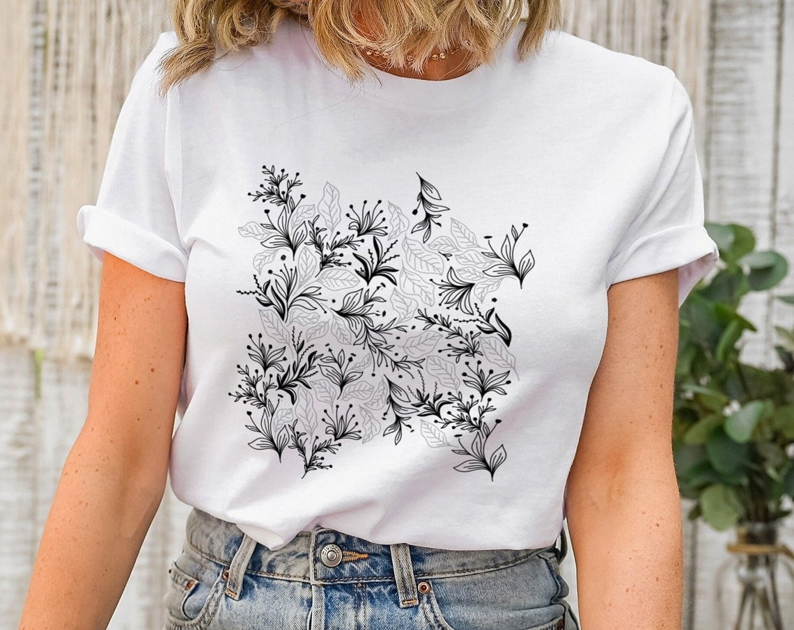 Gildan Vintage Botanical Shirt With Wildflower Floral Print And Retro ...