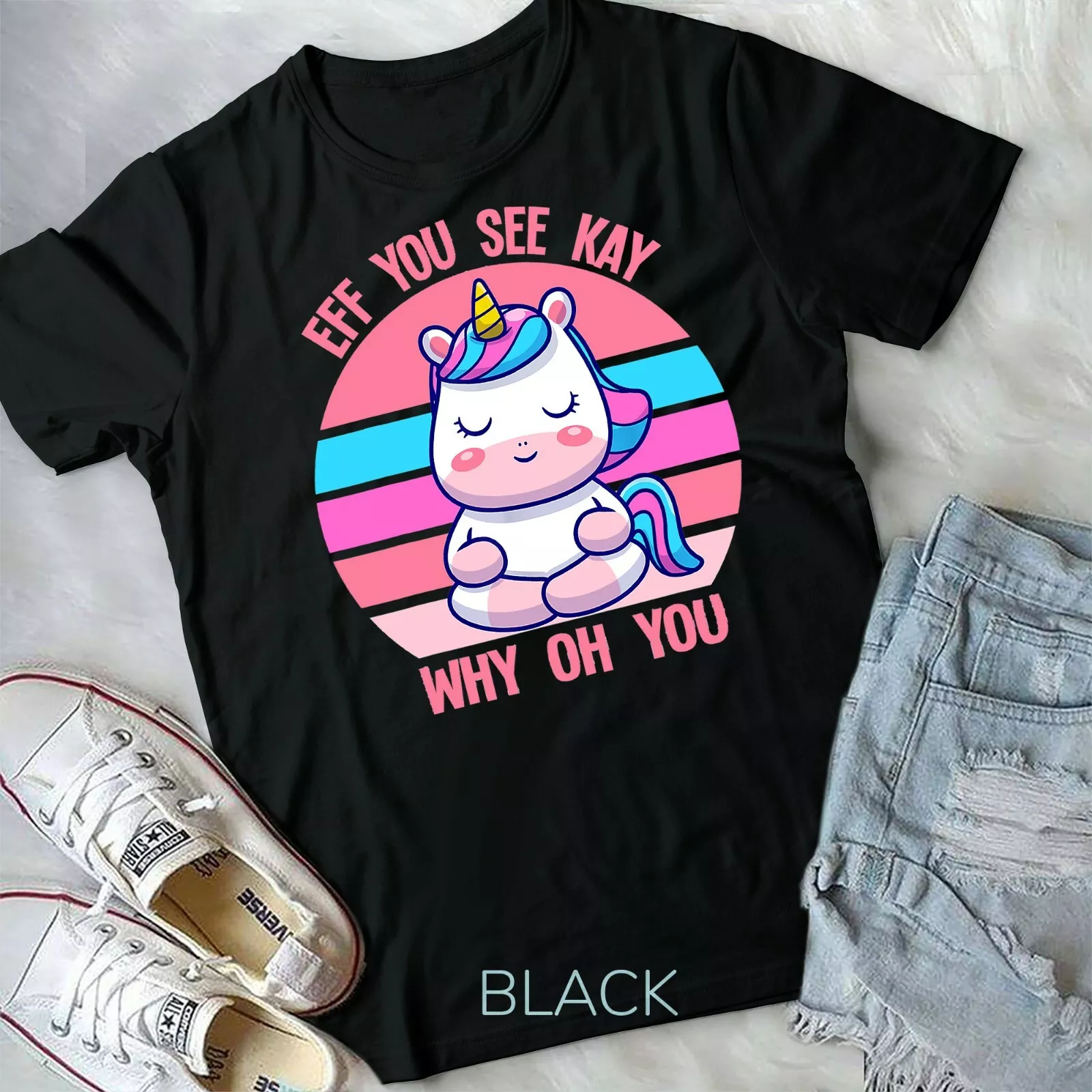 Gildan Vintage Eff You See Kay Why Oh You Cute Unicorn Yoga Unisex Form ...