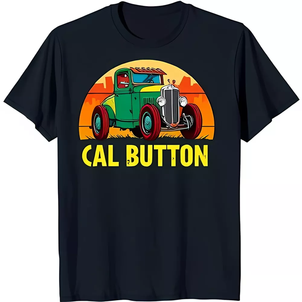 Gildan Vintage Hotrod Sunset Graphic T-Shirt Dark 'Cal Button' Design ...