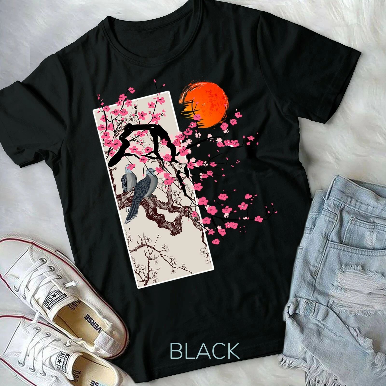 Gildan Vintage Sakura Blossom Japanese Cherry Scenery Gift Tee Unisex ...