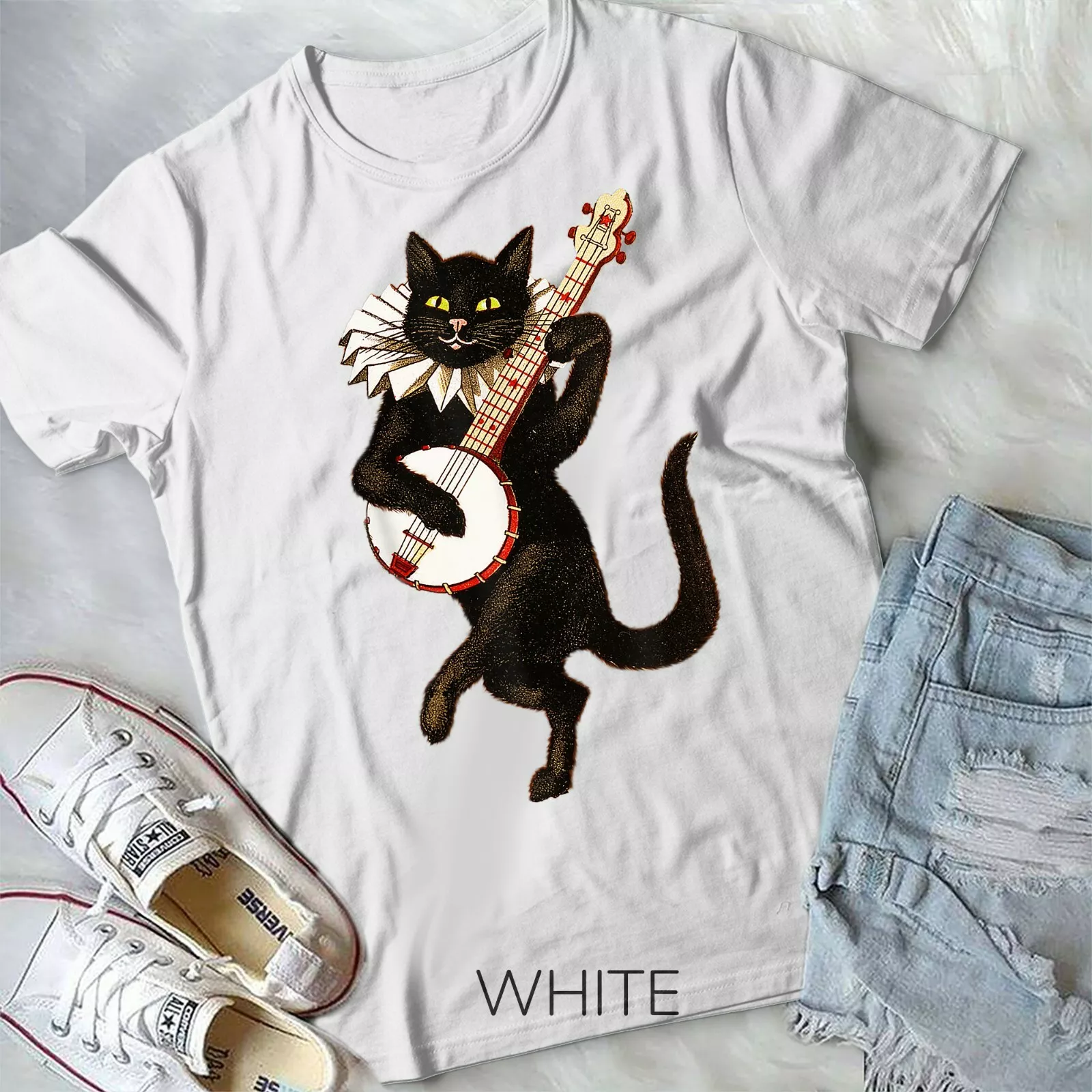 Gildan Vintage Silly Weird Cat Playing Banjo Country Cat Lover Gift ...