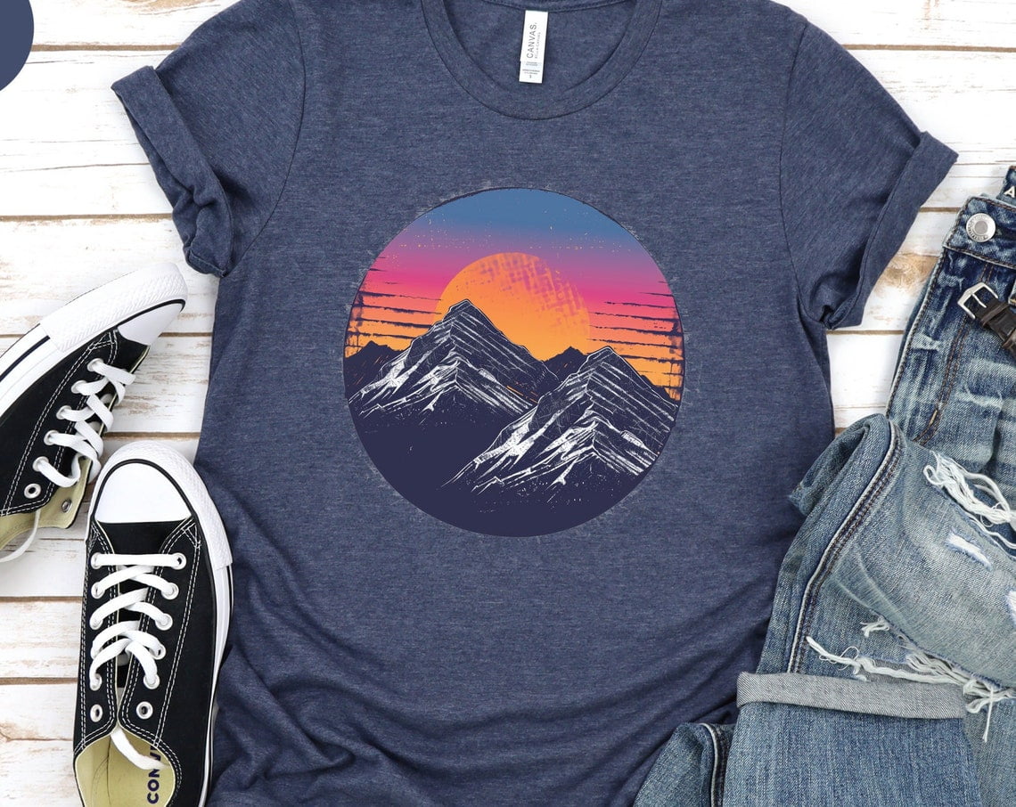 Gildan Vintage Sunset Mountain Tee With Retro Vibes, Great Gift Shirt ...