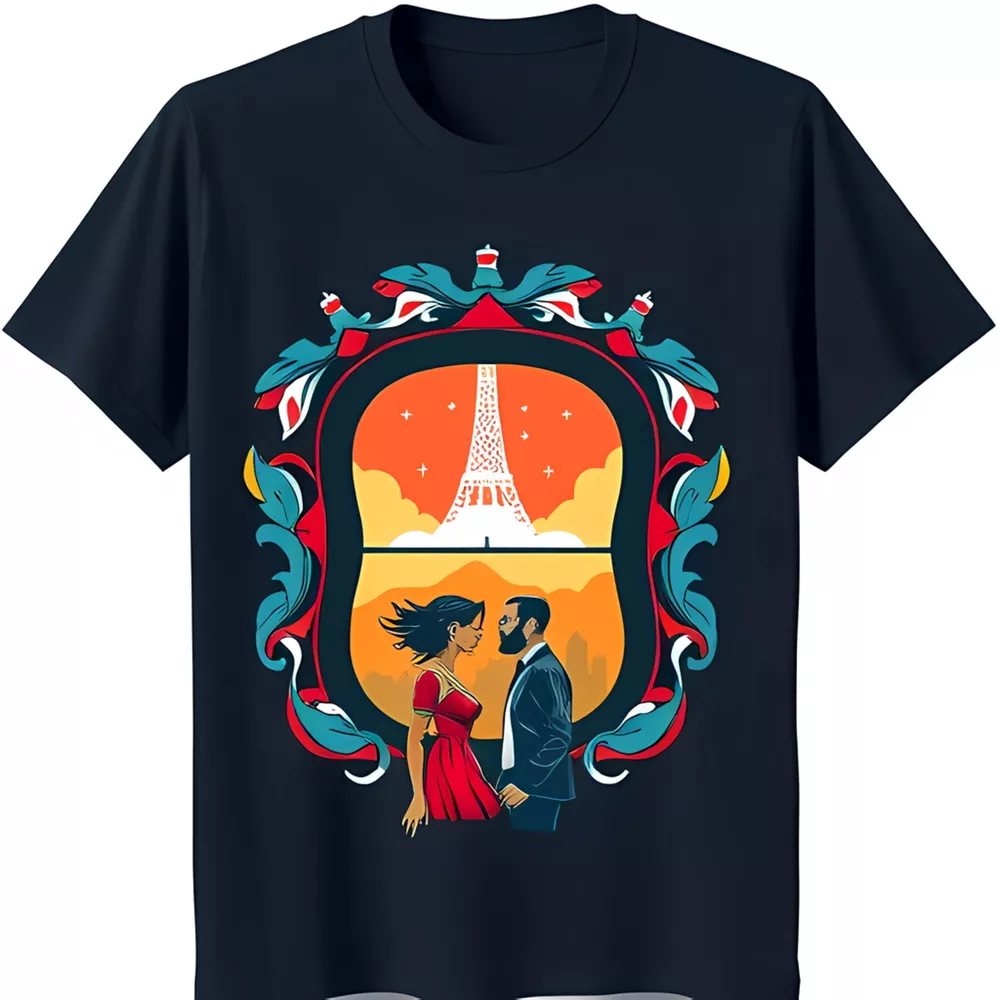 Gildan Vintage T-Shirt Dark Blue Tee with Romantic Window Design ...