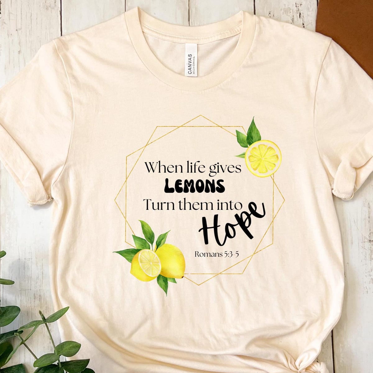 Gildan When Life Gives You Lemons Tee, Cute Christian Shirt With Romans 5 Inspiration For Joy ...