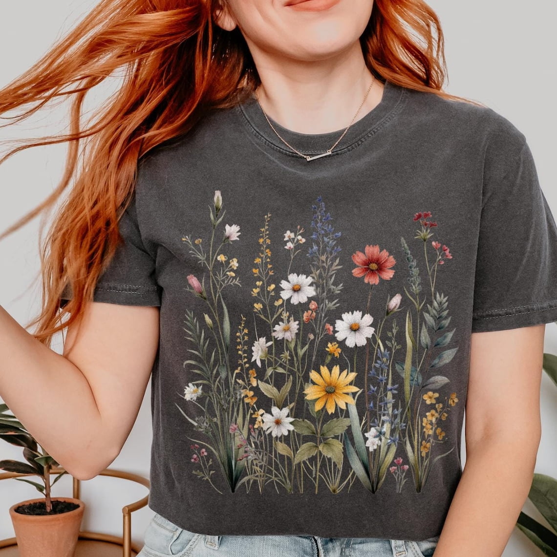 Gildan Wildflower Meadow Shirt With Boho Floral Design For Garden ...