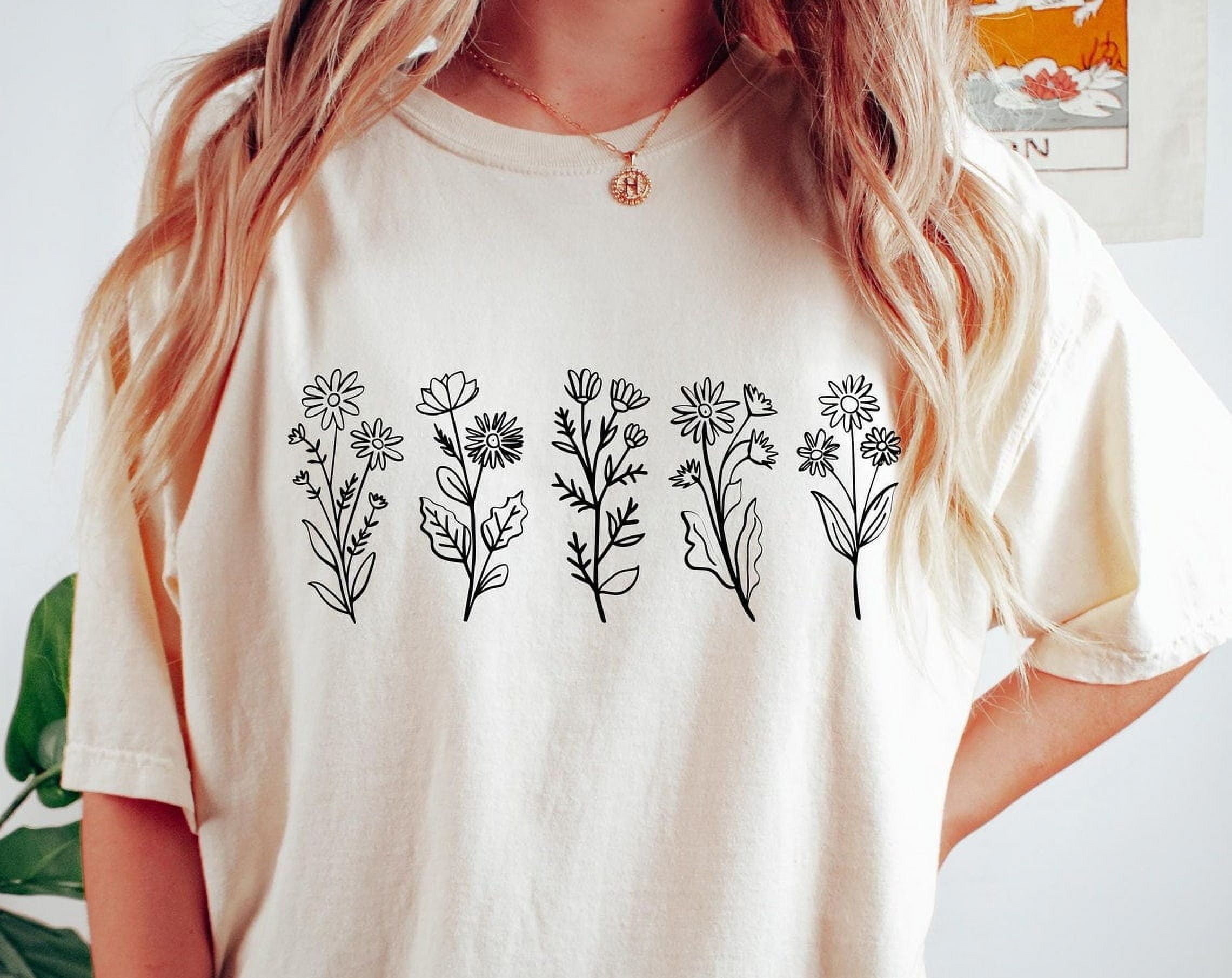 Gildan Wildflowers Shirt With Botanical Floral Design For Garden And ...