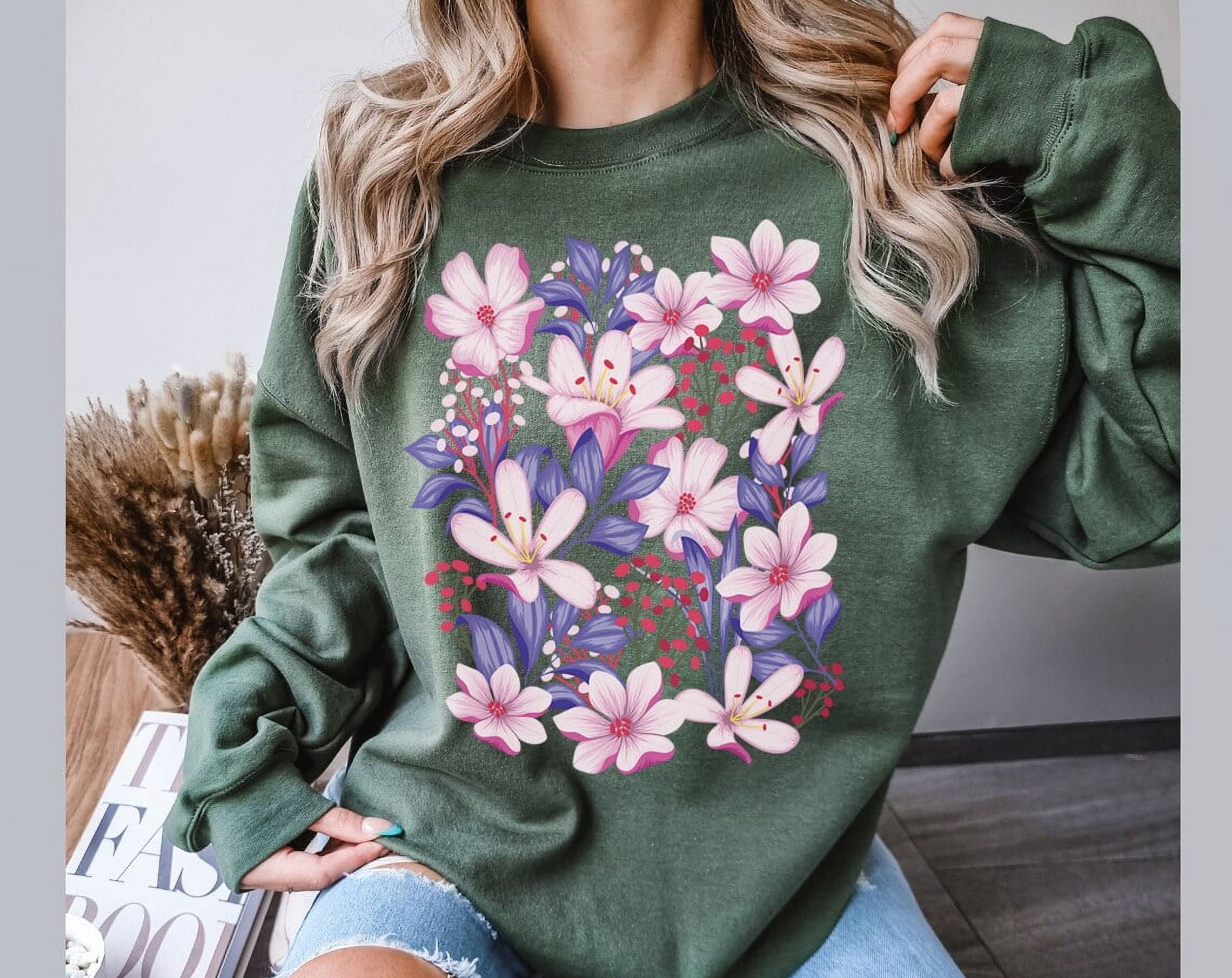 Gildan Wildflowers Themed Shirt With Botanical Floral Design And Boho ...