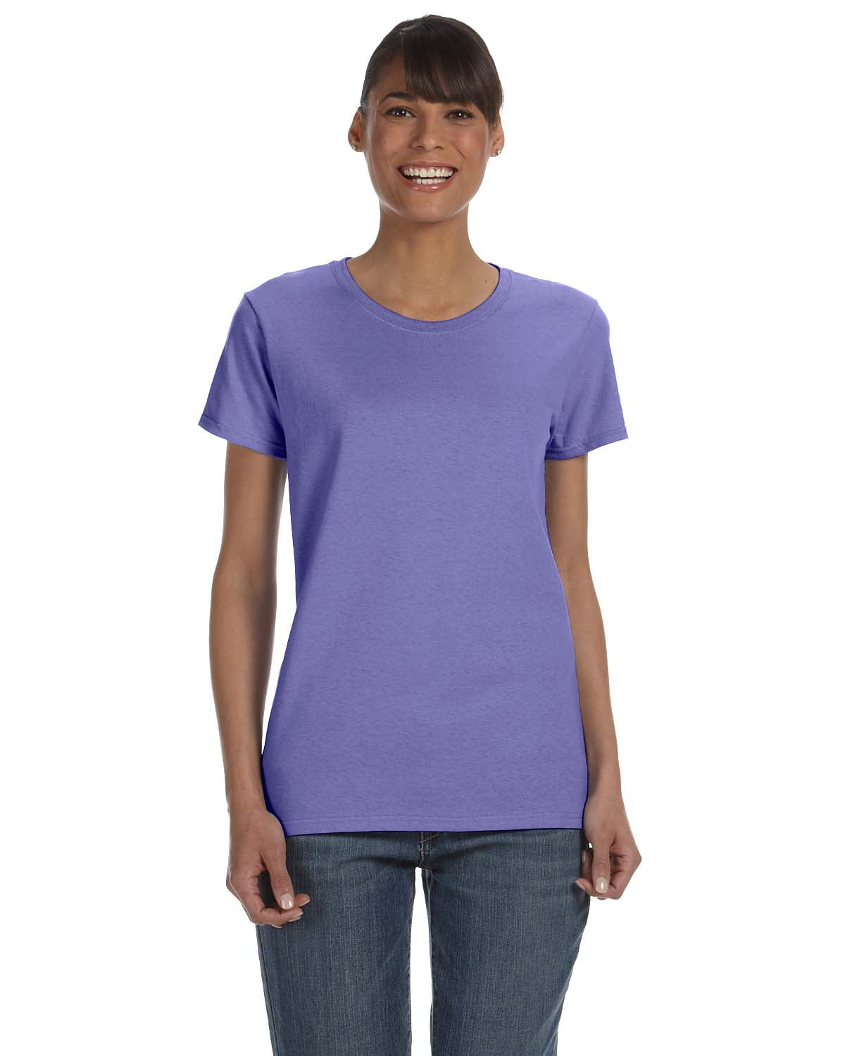 Gildan Women's 100 Percent Cotton Short Sleeve T-Shirt 5000L, Violet ...