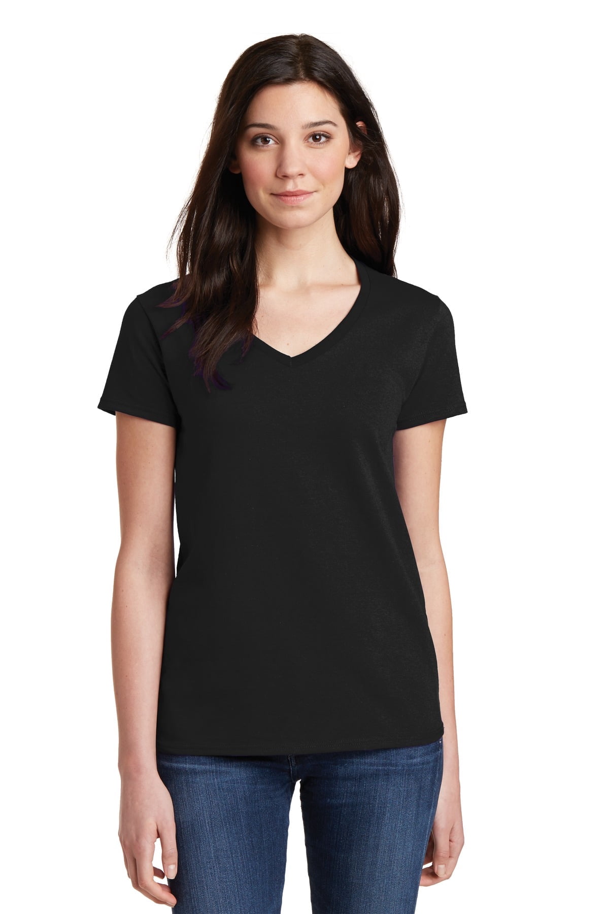 Gildan Women's Heavy Cotton V-Neck T-Shirt, 100% Cotton, Tapered ...