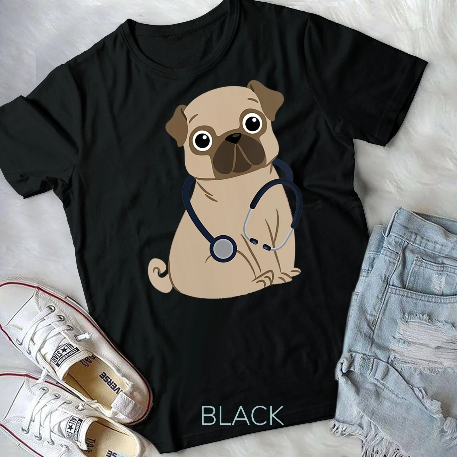 Gildan Womens Funny Cute Pug Doctor Pug Nurse Men Women Love Adorable ...