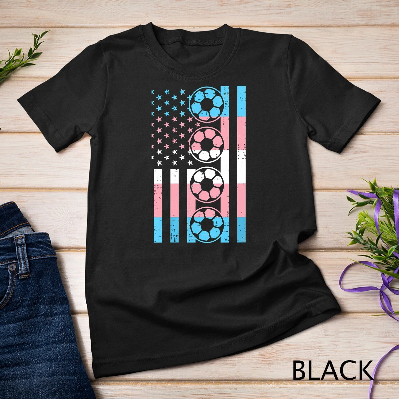 Gildan Womens Transgender Us Flag Soccer Football Trans Pride Unisex T ...