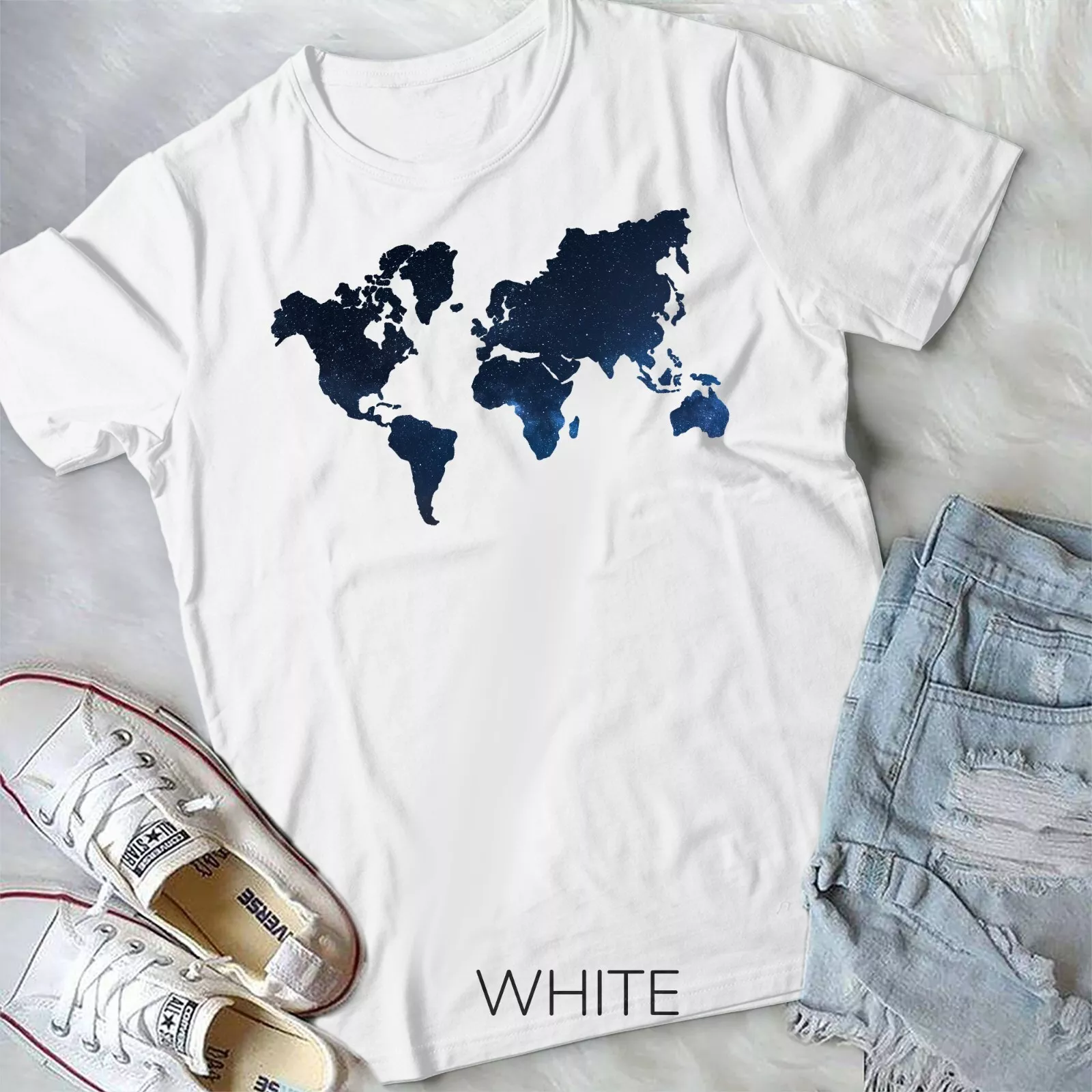 Gildan World Map Travel Countries Geography Color Painting Art Unisex T ...